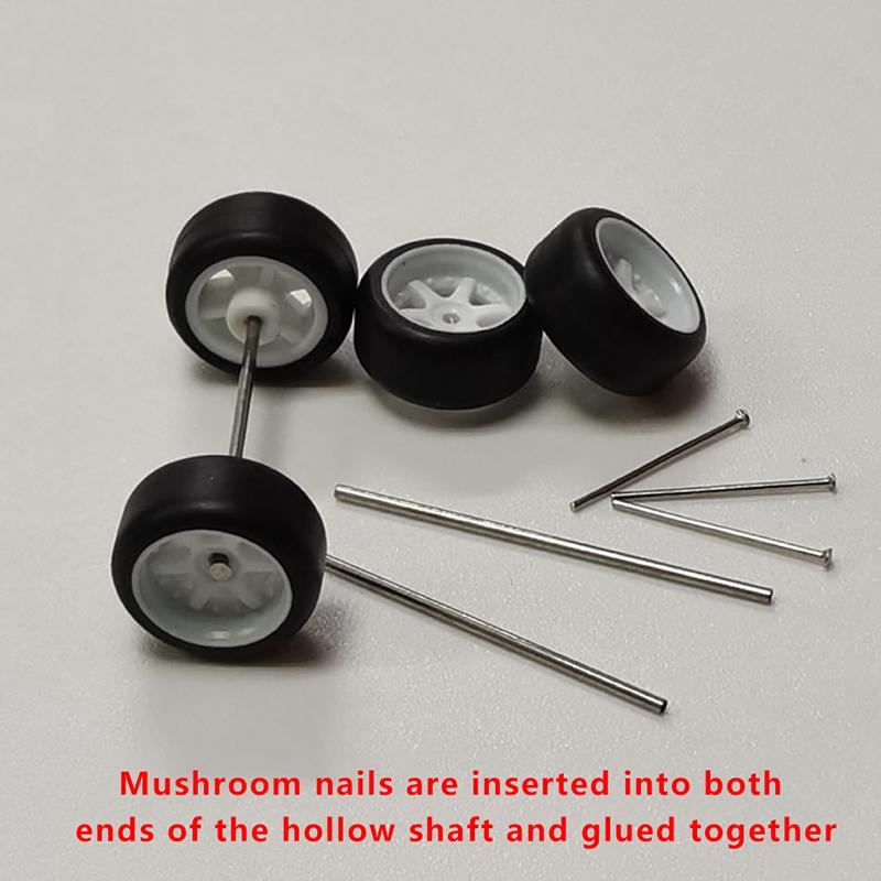 Buy 1 Set 1/64 Alloy Car Wheels Axle Hollow Shaft W Nails Pin For 1:64 ...