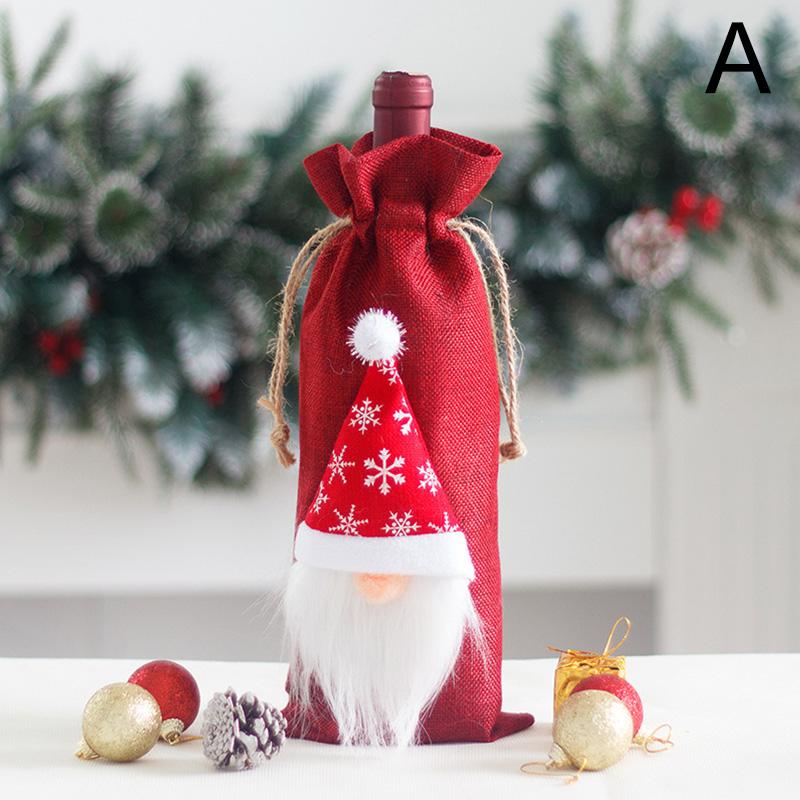 Cotton Linen Christmas Wine Bottle Covers Bag Holiday Champagne Bottle ...
