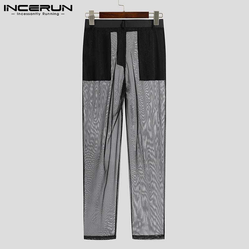 Buy INCERUN Summer Sexy Mens Fashion See Through Long Pants Solid ...
