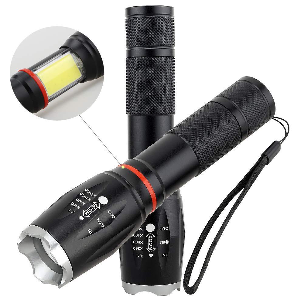 Buy LED+COB Light Zoomable Flashlight T6 Adjustable Focus Waterproof ...