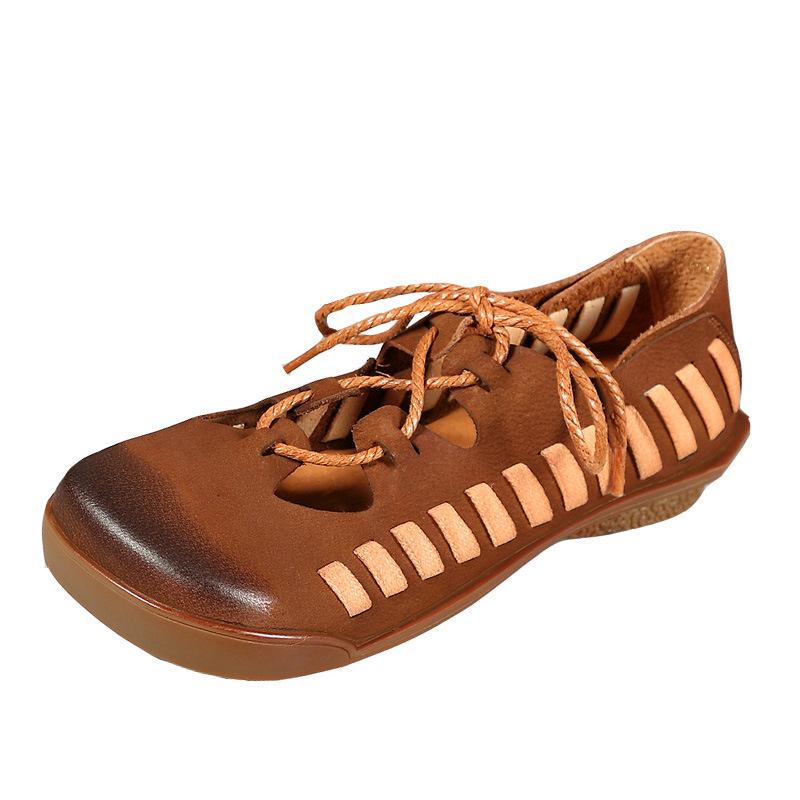 Buy New lace soft bottom shoes women's breathable retro casual leather ...