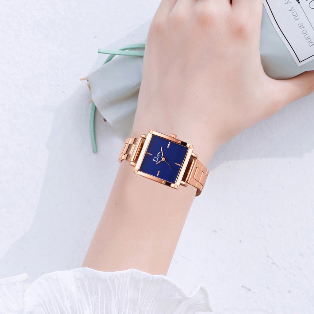 Buy Disu Fashion Quartz Square Dial Steel Strip High Quality Watch for ...