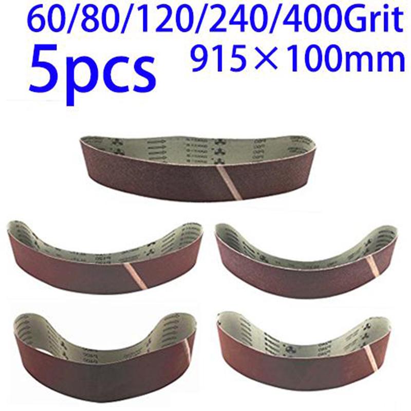 5Pcs Sanding Belts Abrasive Belt 915*100MM 60/80/120/240/400 Grit Metal ...