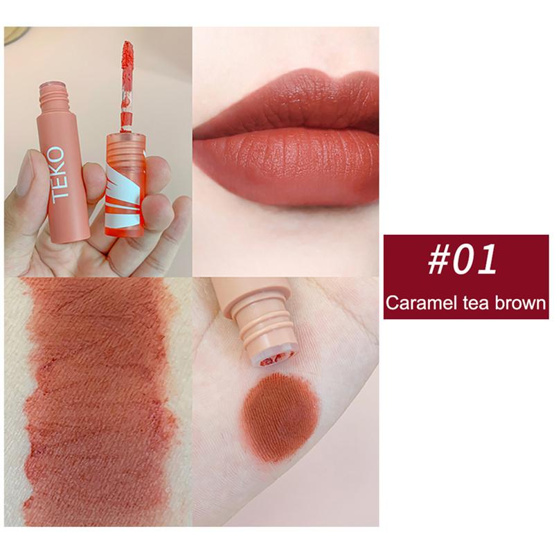 Cheap Velvet Mist Soft Matte Lip Mud Lip Glaze Chestnut Orange Brown ...