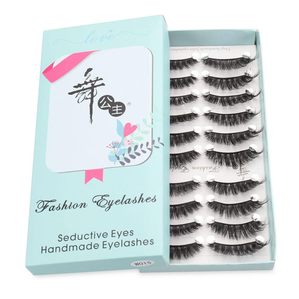 Cheap 10 Pairs Eye Makeup Tool Reusable Cross Short 6D Faux Mink Hair ...