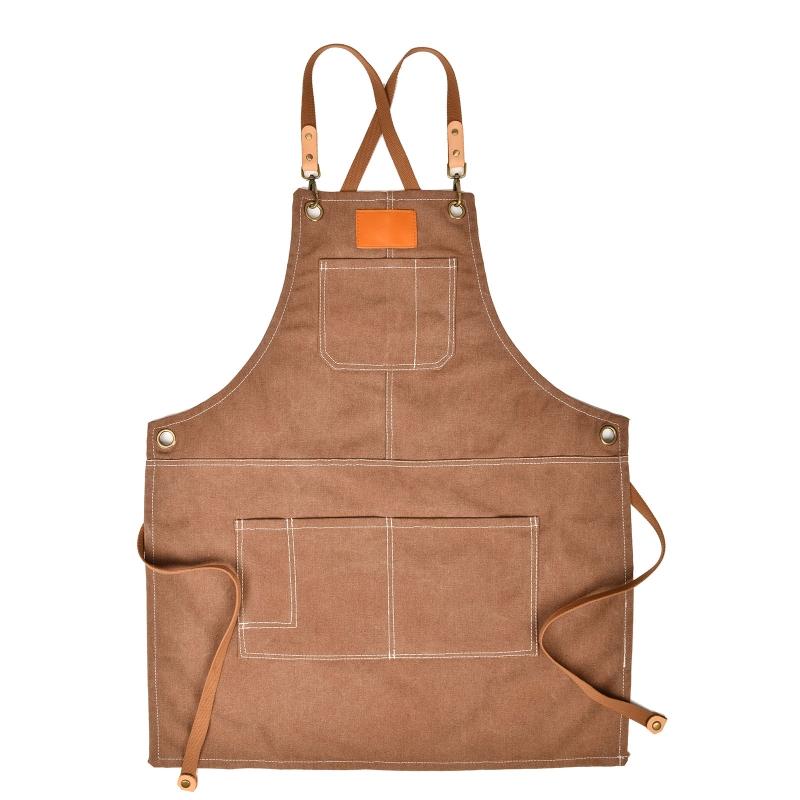 Cheap Cross Back Canvas Apron with Pockets Waterproof Kitchen Cooking ...