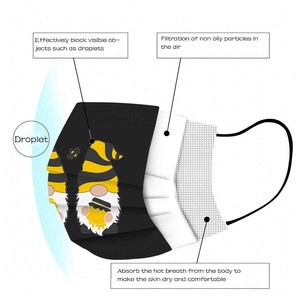 Buy 10PCS Adult's Bee festival Printed Outdoor Prevention Face Masks at ...