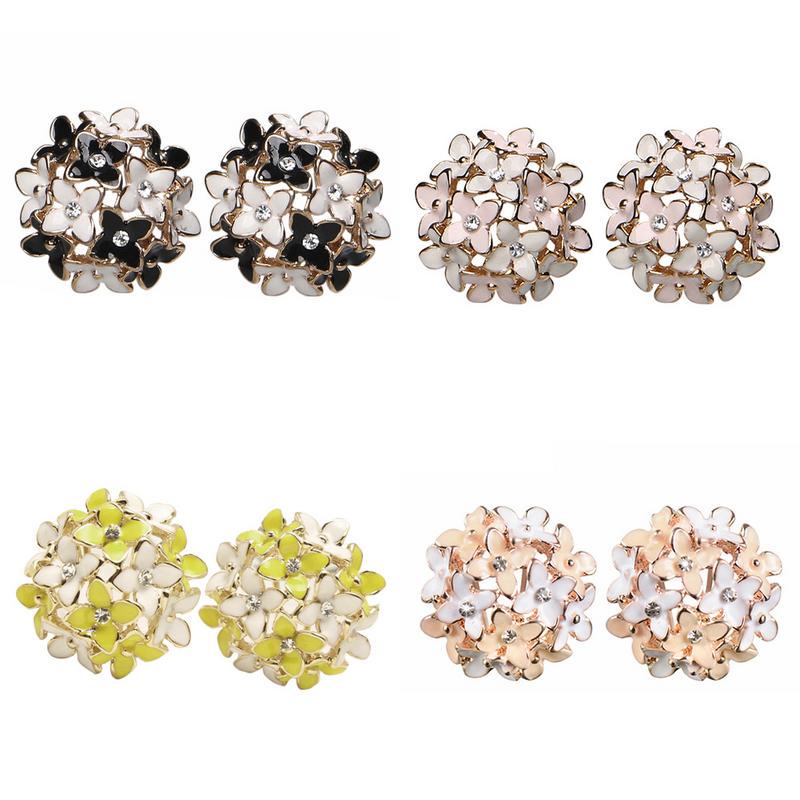 Four Leaf Clover Flower Ear Studs Rhinestone Inlaid Allergy-Free ...