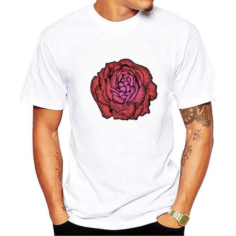 Buy T-Shirt Men'S Harajuku Street Fashion Loose Giant Rose T Shirt ...