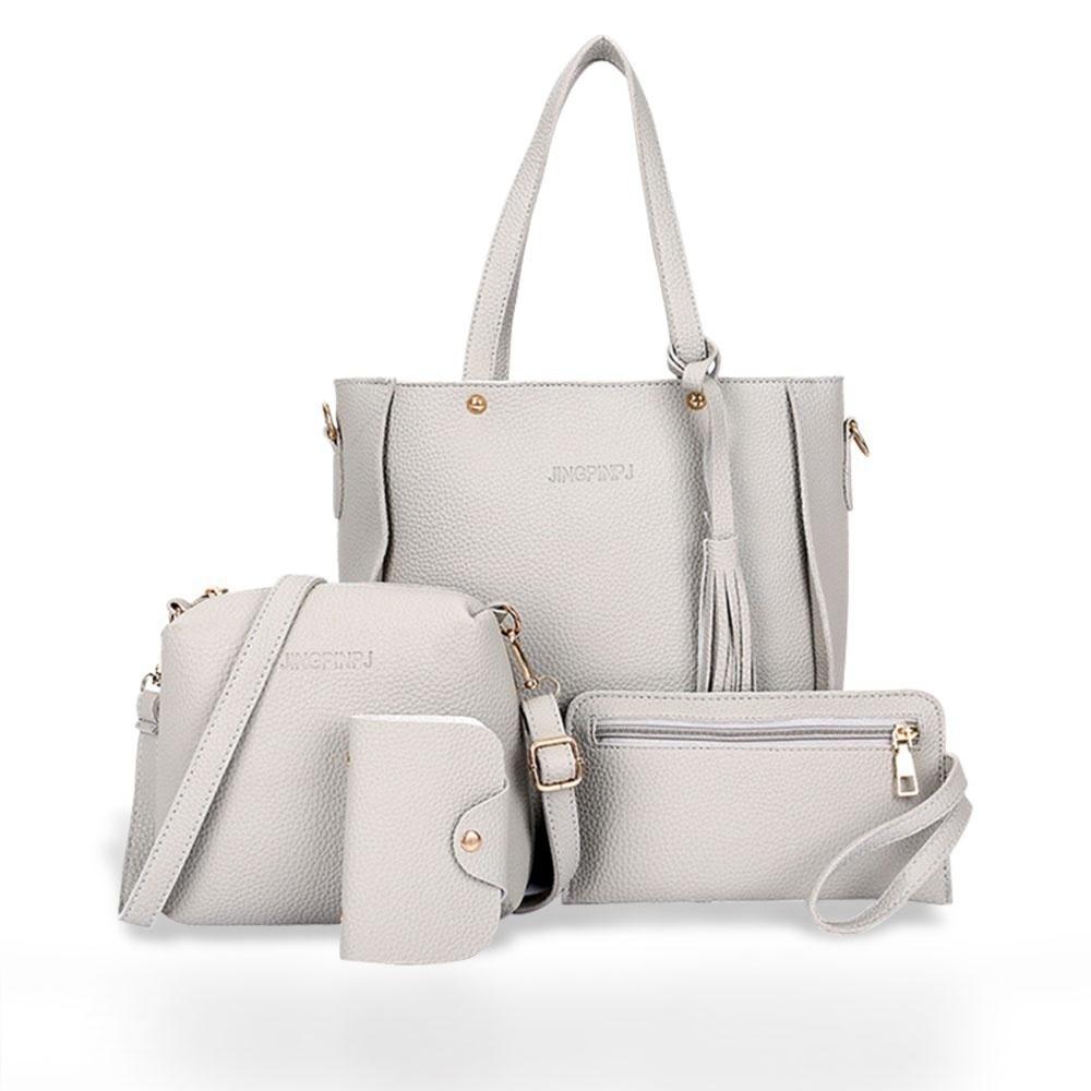 Buy 4pcs Women Leather Handbag Shoulder Bags Tote Purse Messenger ...