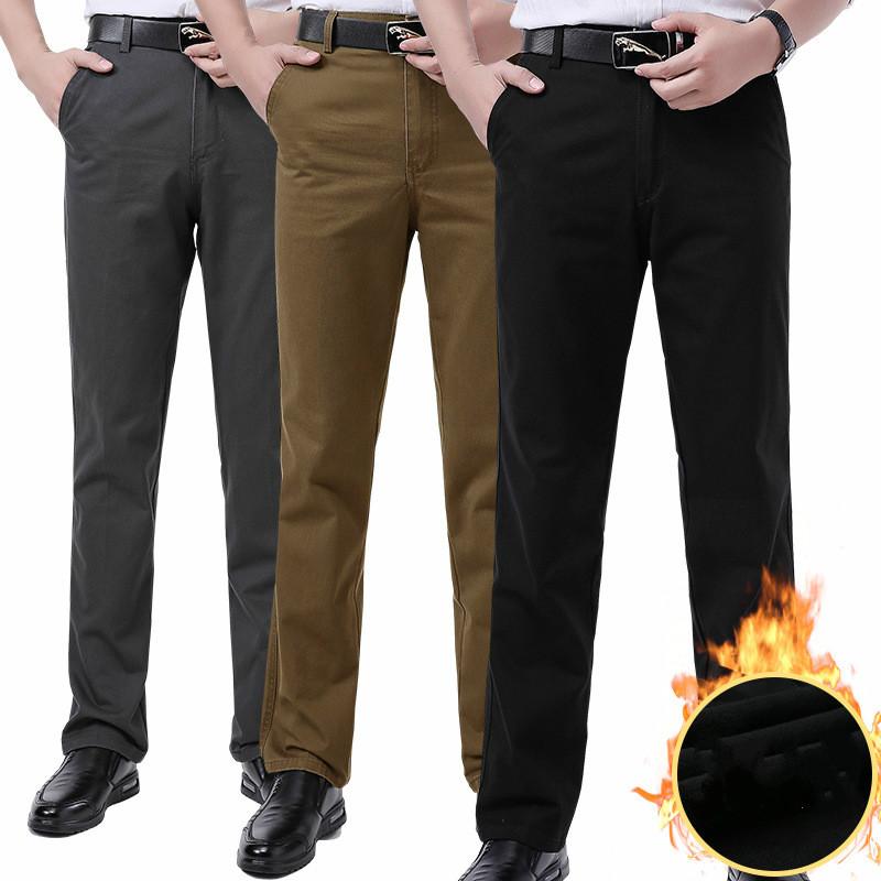 Buy Autumn and Winter Plus Velvet Thick Casual Pants Men's High Waist ...