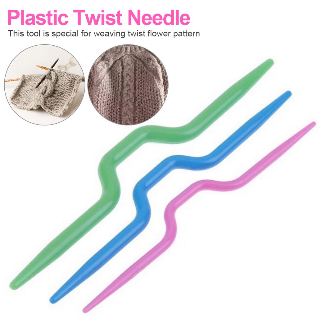 3 Pcs Plastic Crochet Hook Knitting Needles Curved Scarf Sweater ...