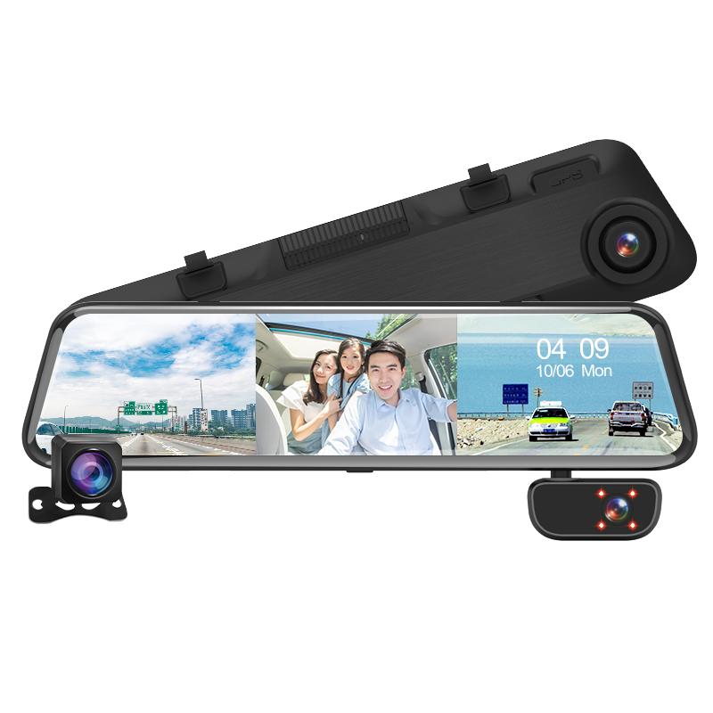 Buy E-ACE Car DVR 3 Camera Lenses 12 Inch Touch Video Recorder Dashcam ...