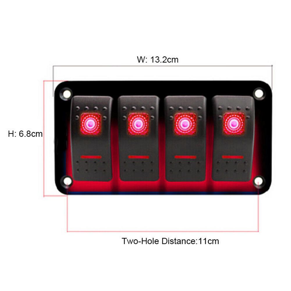 Buy 4 Gang Rocker Switch Panel Circuit Breaker Red LED Control For 12V ...