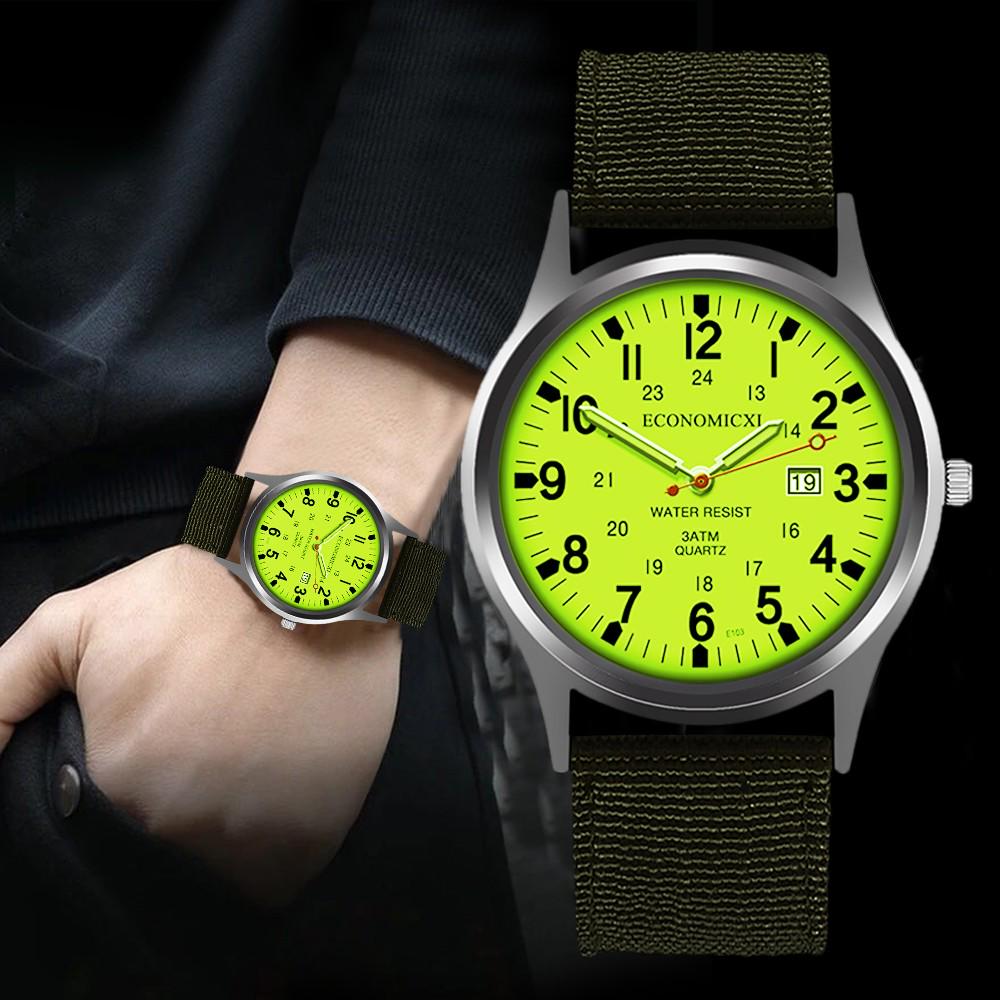 Buy Men's Nylon Waterproof Date Quartz Watch Analog Quartz Wrist ...