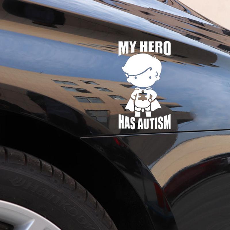 15CM*25CM MY HERO HAS AUTISM Vinyl Decal Car Sticker Creative Cartoon ...