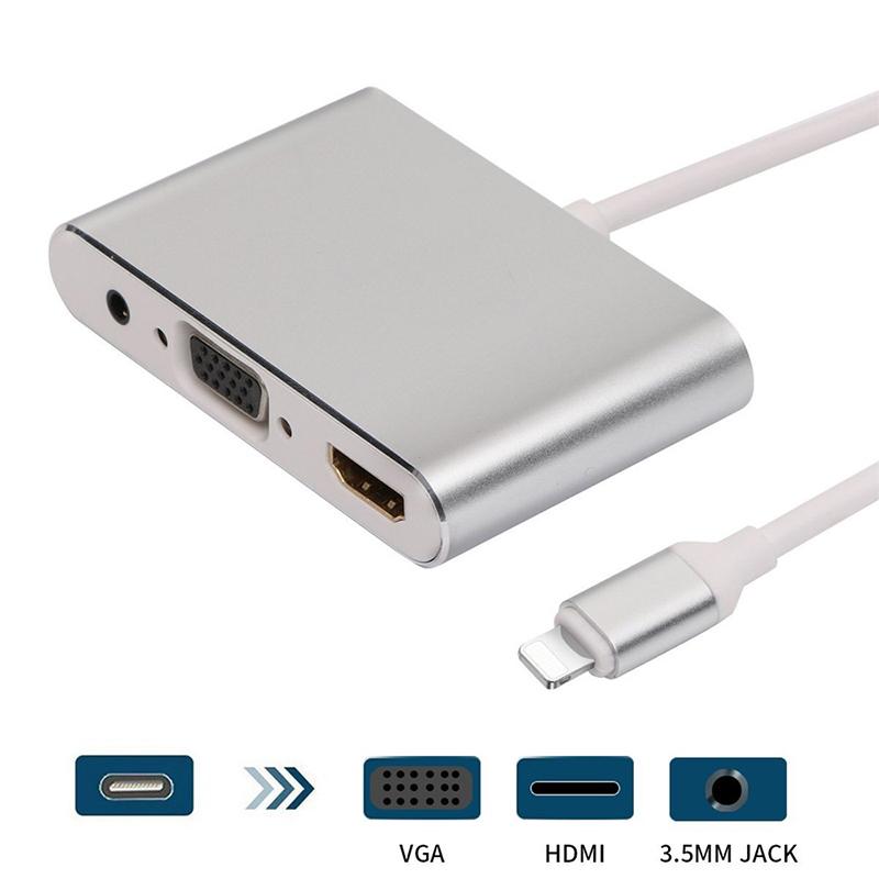 Buy For iPhone Interface to HDMI VGA Jack Audio TV Adapter Cable for ...