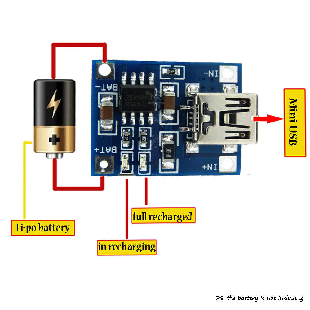 Buy 2PCS 5V 1A 1S 3.7V Li-ion 18650 Battery Charging Module Mini/Micro ...