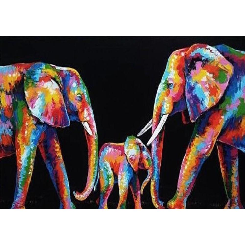 Buy DIY Coded Painting by Numbers Elephant Family Animal Hand Painted ...