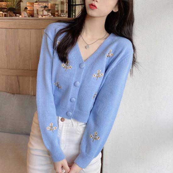 Kore Tarzı V Yaka Uzun Kollu Nervürlü Trim Örme Ceket Sonbahar Kış ...