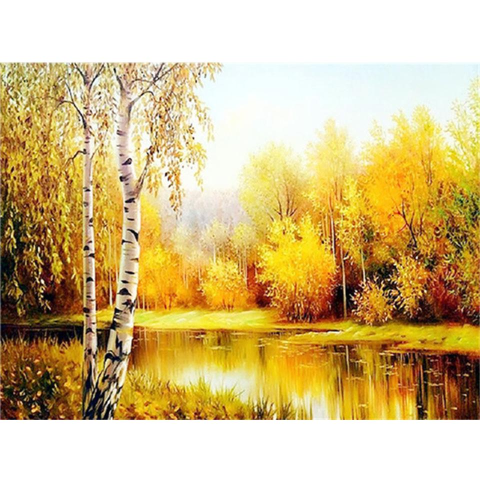 Buy 5D DIY Diamond Painting Landscape Rhinestone Embroidery Full Round ...