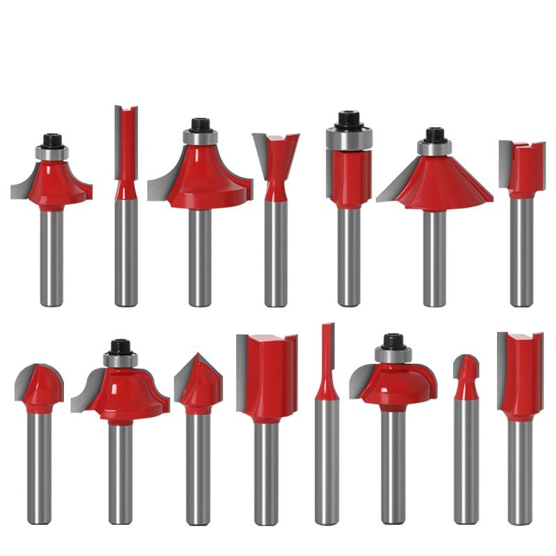 Cheap 15pcs 1/4inch 8mm 6mm Router Bit Set Trimming Straight Milling ...