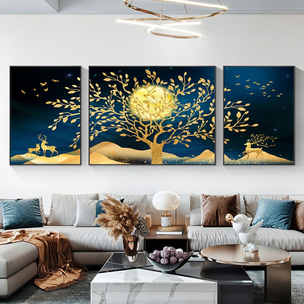 Buy DIY Paint By Number Kit Gold Deer Triptych No Frame Home Art ...