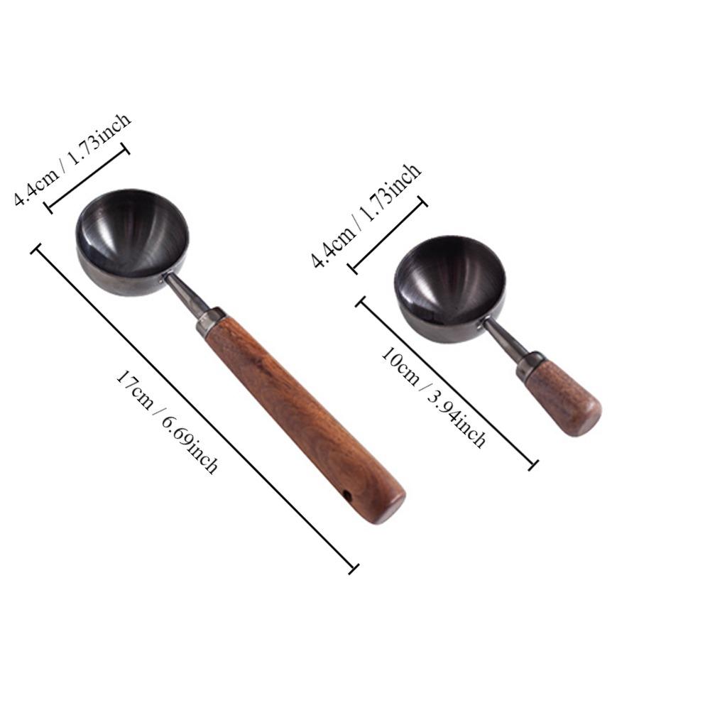 2Pcs 2 Styles Coffee Measuring Cup with Walnut Handle Coffee Scoop Home ...