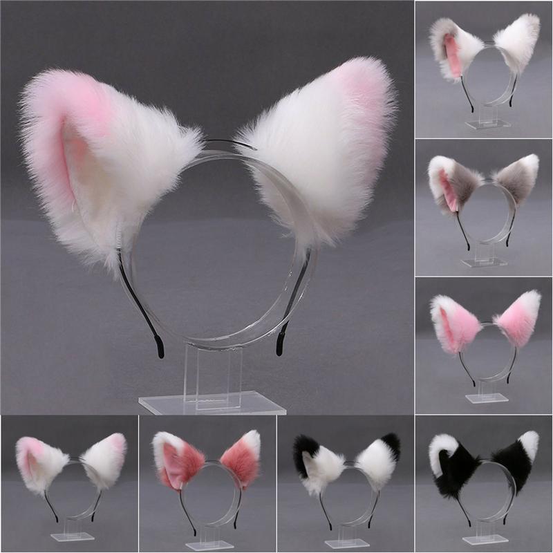 Buy Faux Fox Fur Headwear Cat Ears Hair Hoop Cosplay Costume Party ...
