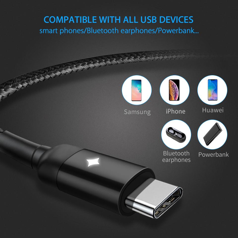 Buy Smart Led Micro Usb Type C Cable Fast Usbc Quick Charge QC 3.0 ...