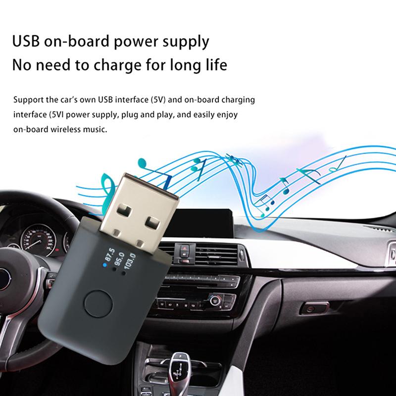 Buy Usb Car Bluetooth 5.1 Fm Transmitter Receiver Handsfree Call Auto ...