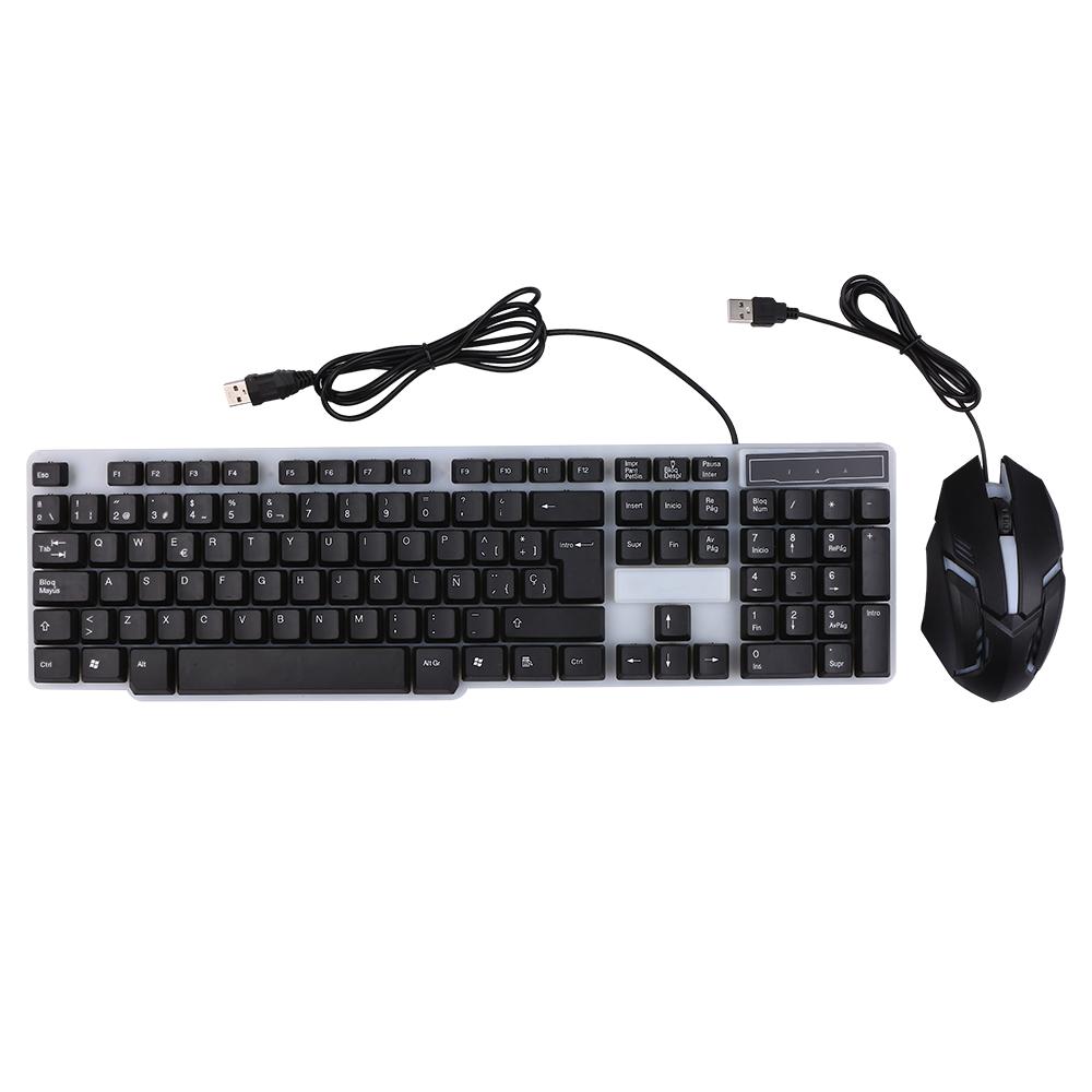 USB Wired Spanish Keyboard Mouse Combo 105 Keys Backlight Keyboard ...