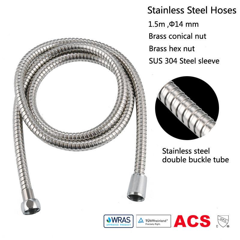 Buy Stainless Steel 1.5m Shower Hose 2019 Soft Shower Pipe Silver Color ...