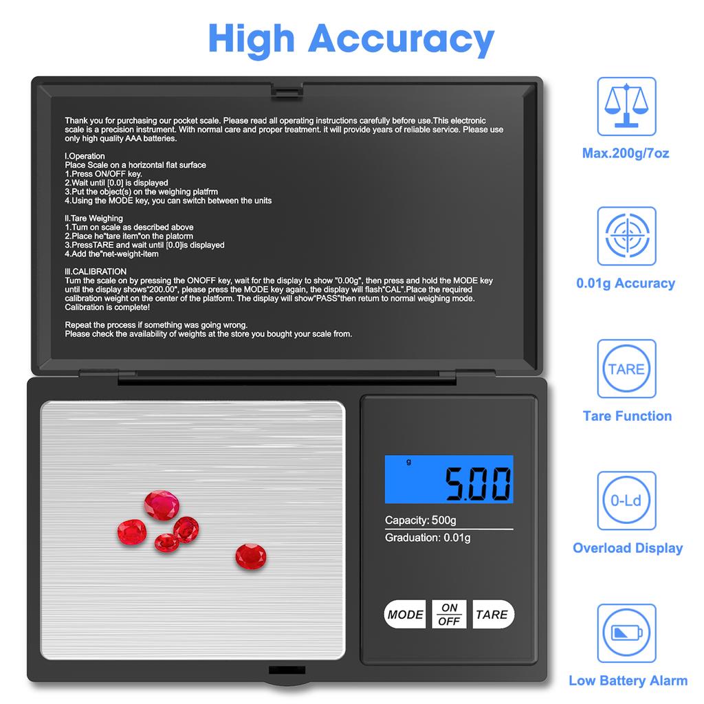 Buy 100g/0.01g Mini Jewelry Scales High Precision Electronic Scale ...