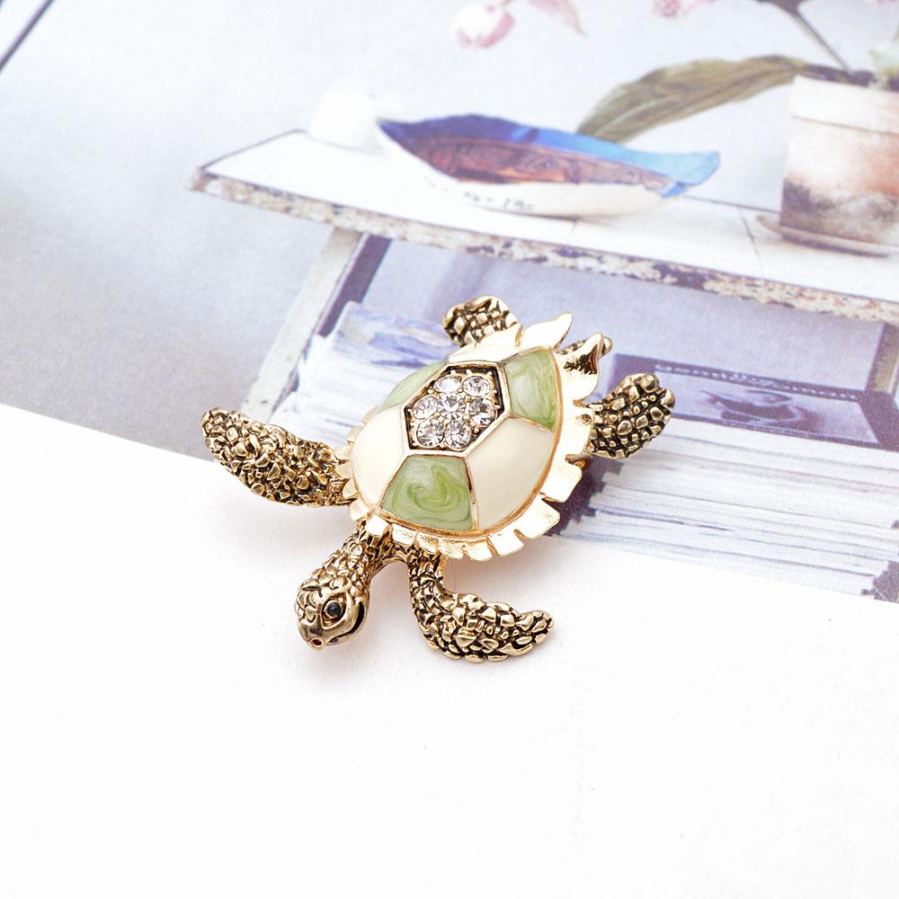 Buy Rhinestone Turtle Brooches For Women Vintage Enamel Pin Fashion ...