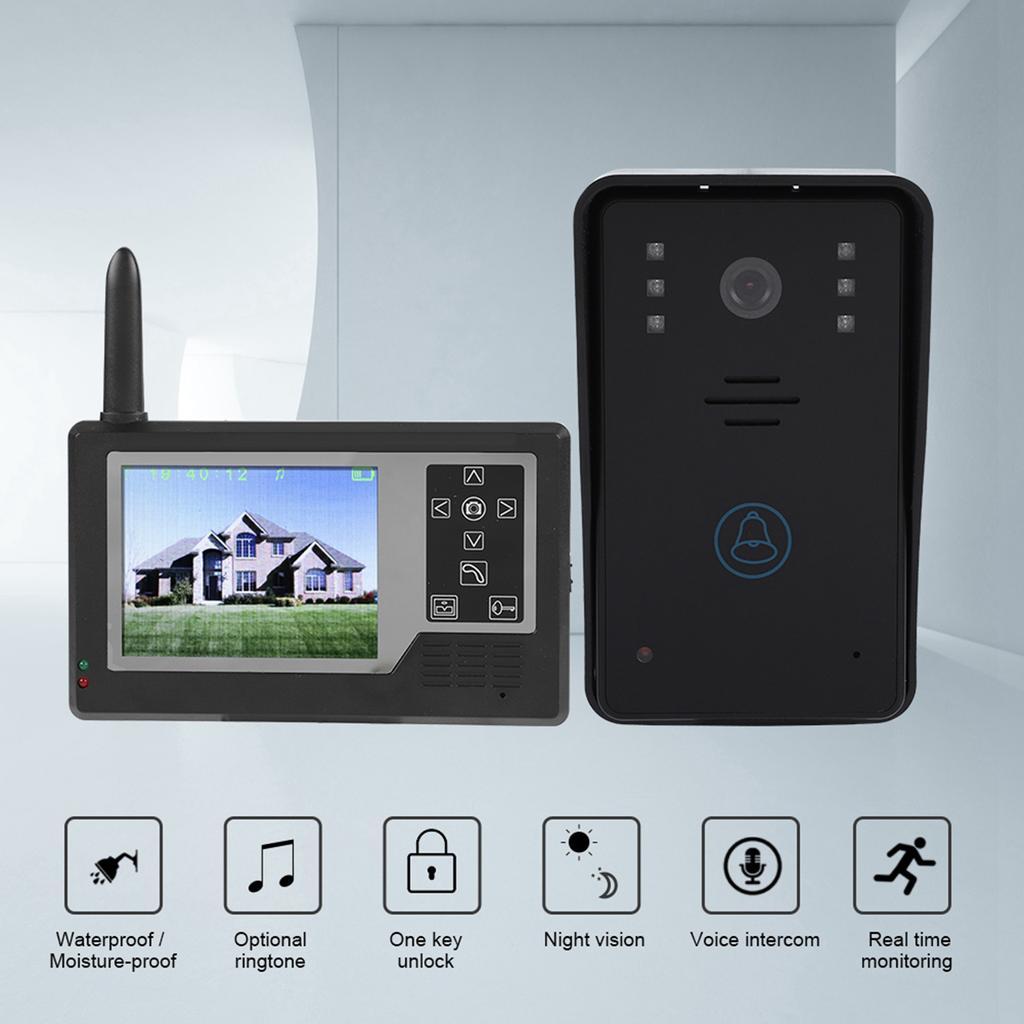 3.5in TFT All-digital Wireless Peephole Video Intercom Doorbell ...
