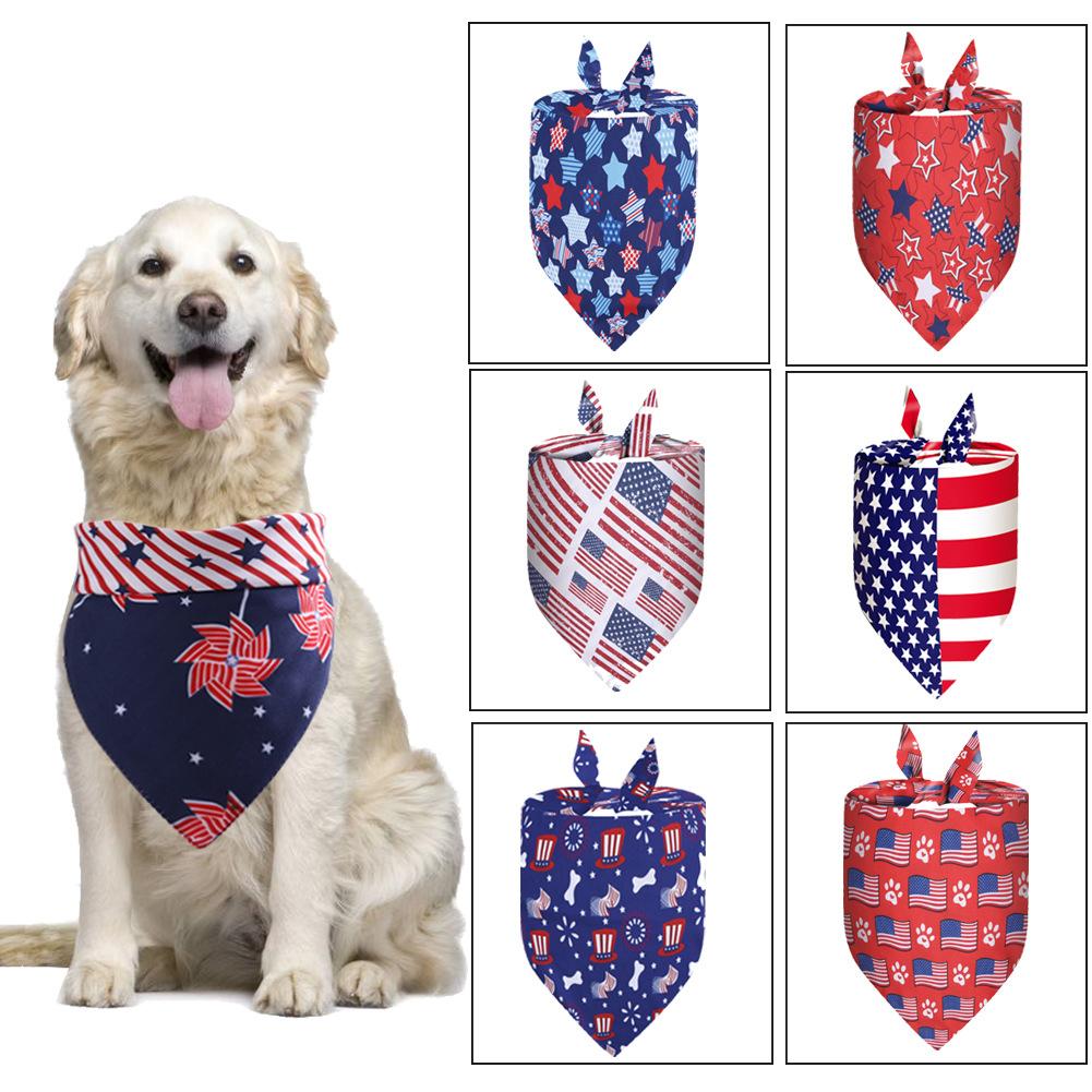 Buy Pet Triangle Scarf American Flag Scarf Cat and Dog Scarf Pet Saliva ...