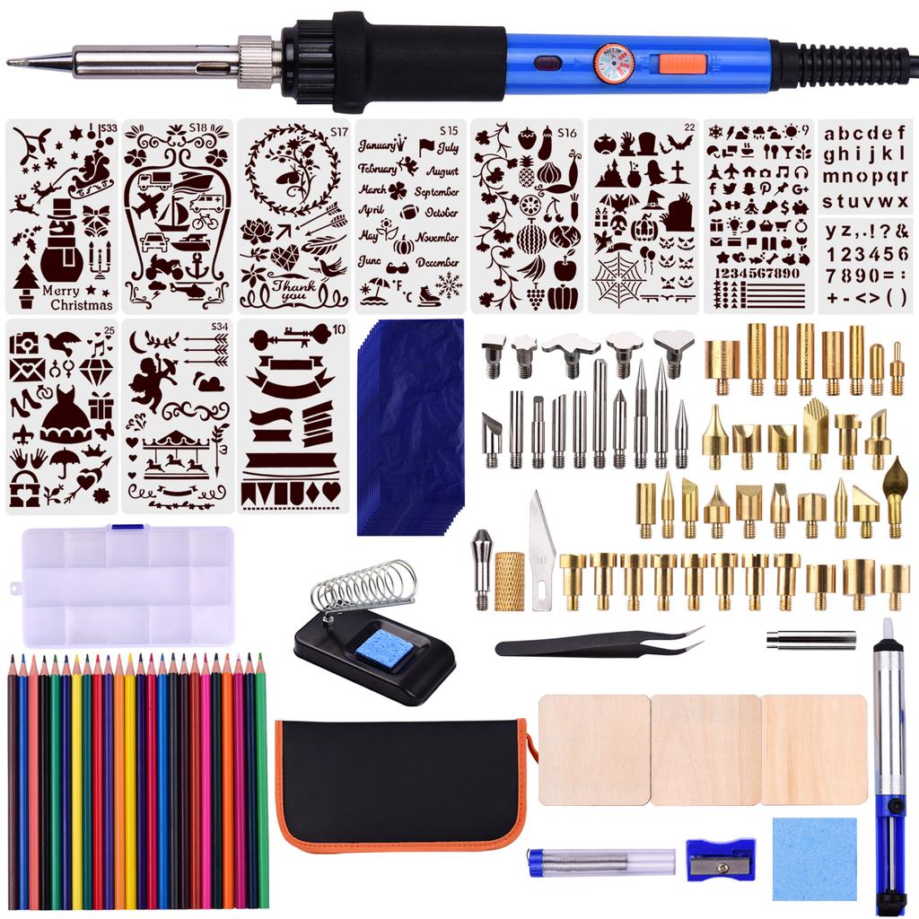 Buy 112pcs Wood Burning Kit 60W Pyrography Pen Set Adjustable ...