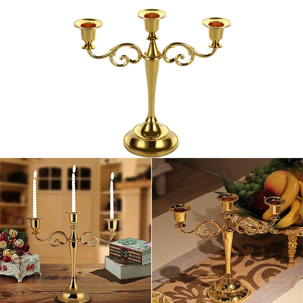 Buy Metal 3 Arms Candle Holder Stick Stand European Style Candelabra ...