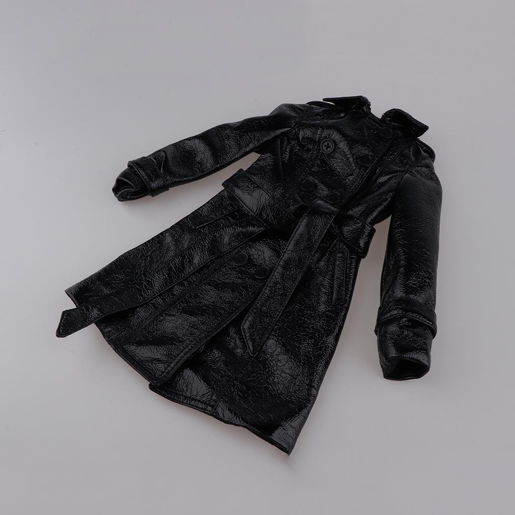 Buy Fashion Black PU Leather Trench Coat Top for 1/3 BJD Doll Accs ...