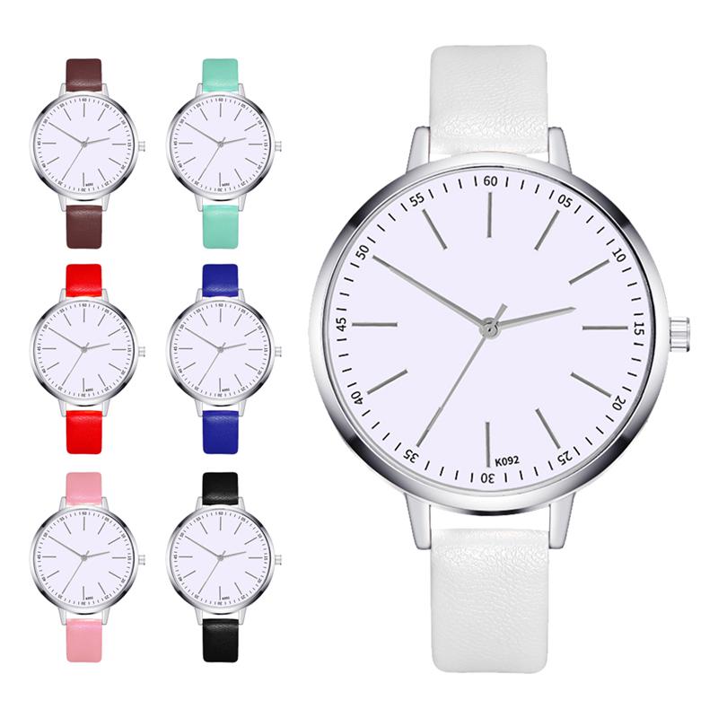 Buy Women Watches Simple Big Dial Leather Strap Analog Quartz Wrist ...