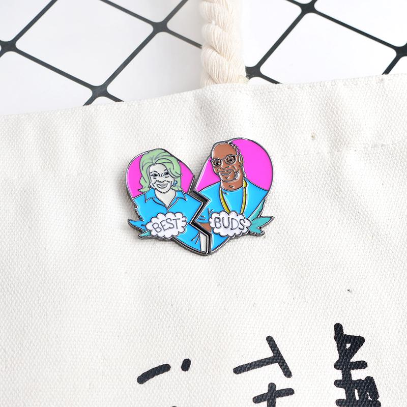 2Pcs/set Brooch Heart Enamel Pins Buckle BFF Friendship Jewelry Gift ...