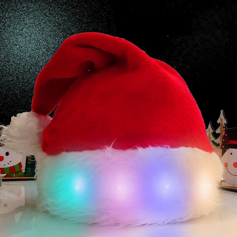Buy Christmas Decoration Plush Luminous Led Christmas Hat Santa Claus ...