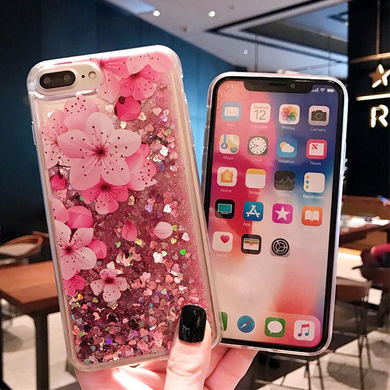 Glitter Liquid Pink Quicksand Soft TPU Case For X 6 6S Plus XR XS Max ...