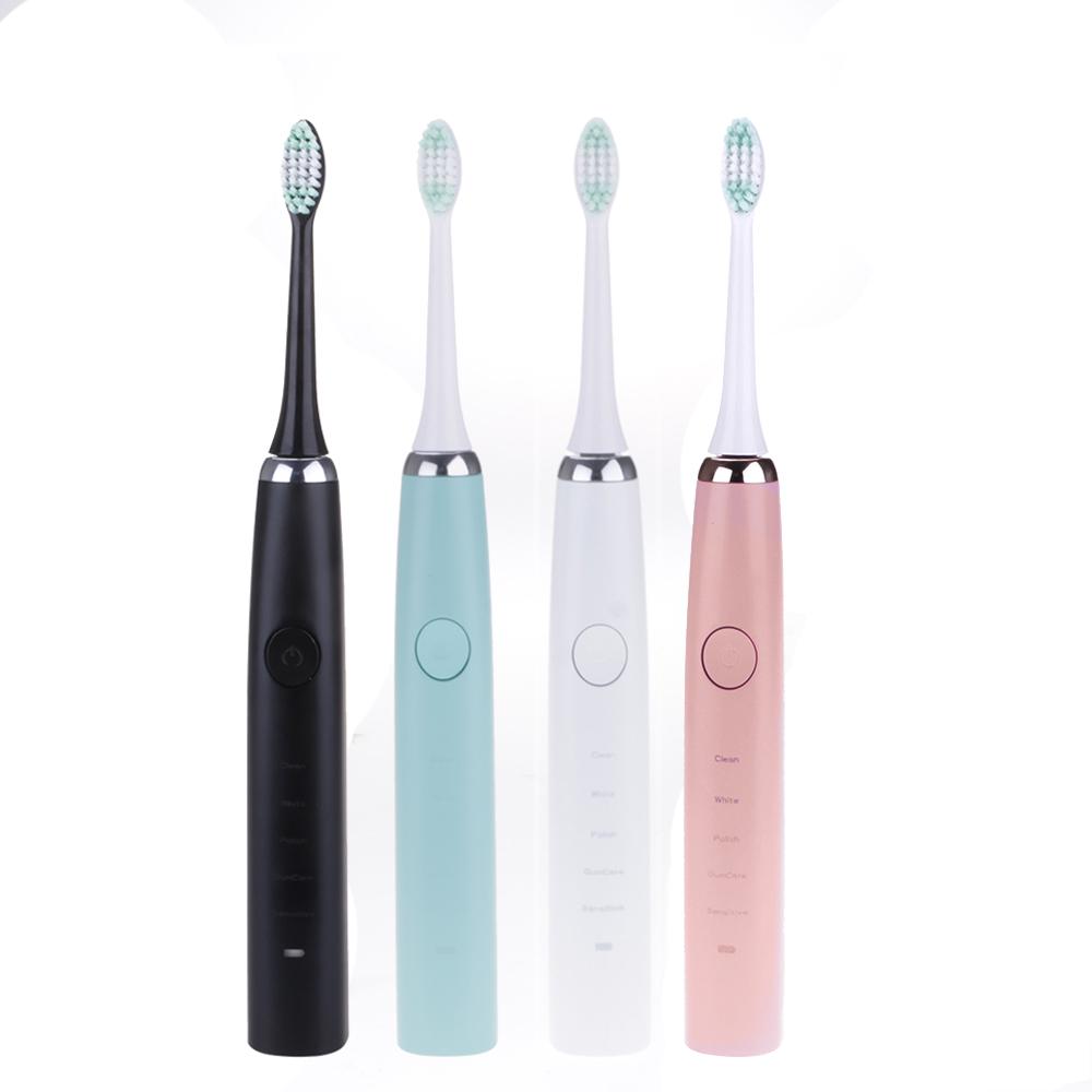 Buy 5 Brushing Modes Rechargeable Vibrating Electric Toothbrush With 2 ...