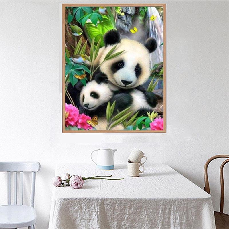 5D DIY Full Round Dill Pandas Diamond Painting Kit Cross Stitch Crafts ...