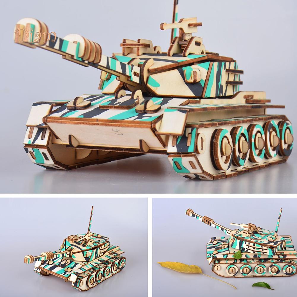 Buy Obsessed Wooden 3D Tank Building Blocks Kids DIY Craft Educational ...