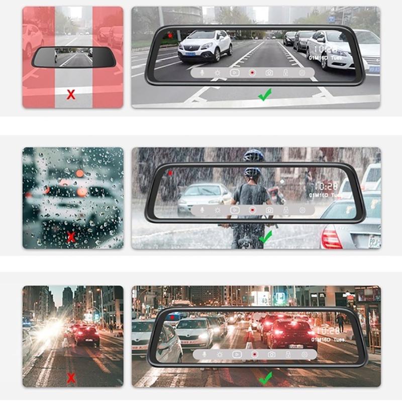 Buy DVR Stream Mirror Full Cam Dash Cam Full Screen View 10 Inch Car ...