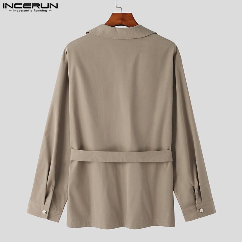 Buy INCERUN Men Autumn Winter Wind-Proof Multi-Pocket Outdoor Jacket ...