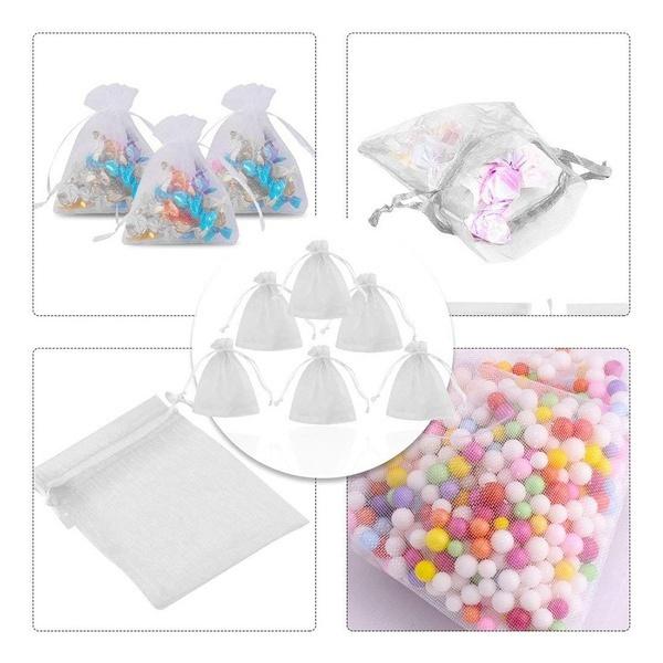 4 Sizes Organza Candy Bags with Satin Drawstring Wedding Xmas Party ...